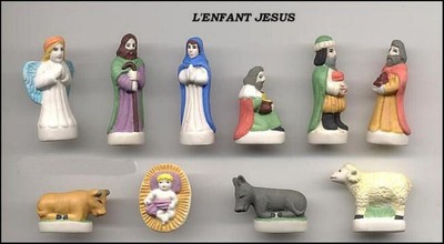 Presepe PORCELLANA Set 10 Mini FIGURE 4cm ENFANT 2007 Feves CRIB ...