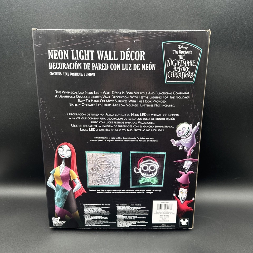 NIGHTMARE BEFORE CHRISTMAS 14" NEON LIGHT JACK SKELLINGTON WALL DECOR ...