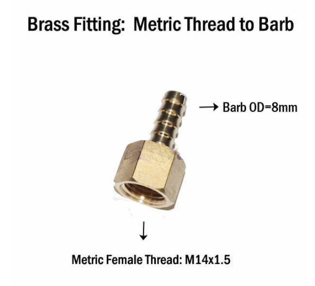 Female Thread 8mm 5/16" Adapter Pipe Hose Fitting M14 M14x1.5 to Barb ...