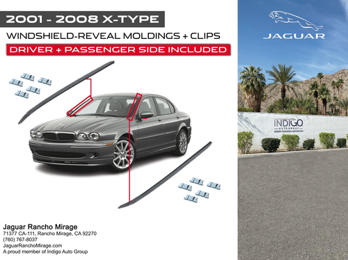 JAGUAR OEM 01-08 X-Type Windshield-Reveal Molding SET + ATTACHMENT ...