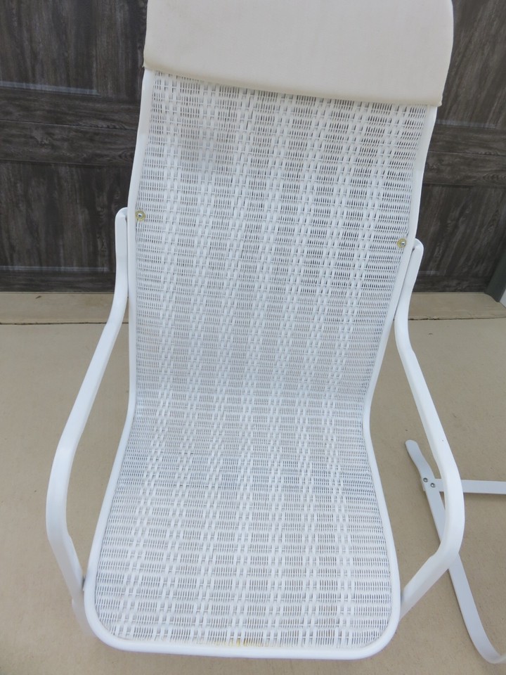 2 VTG Lloyd Flanders High Back Wicker & Metal Rocking Spring Chairs w ...