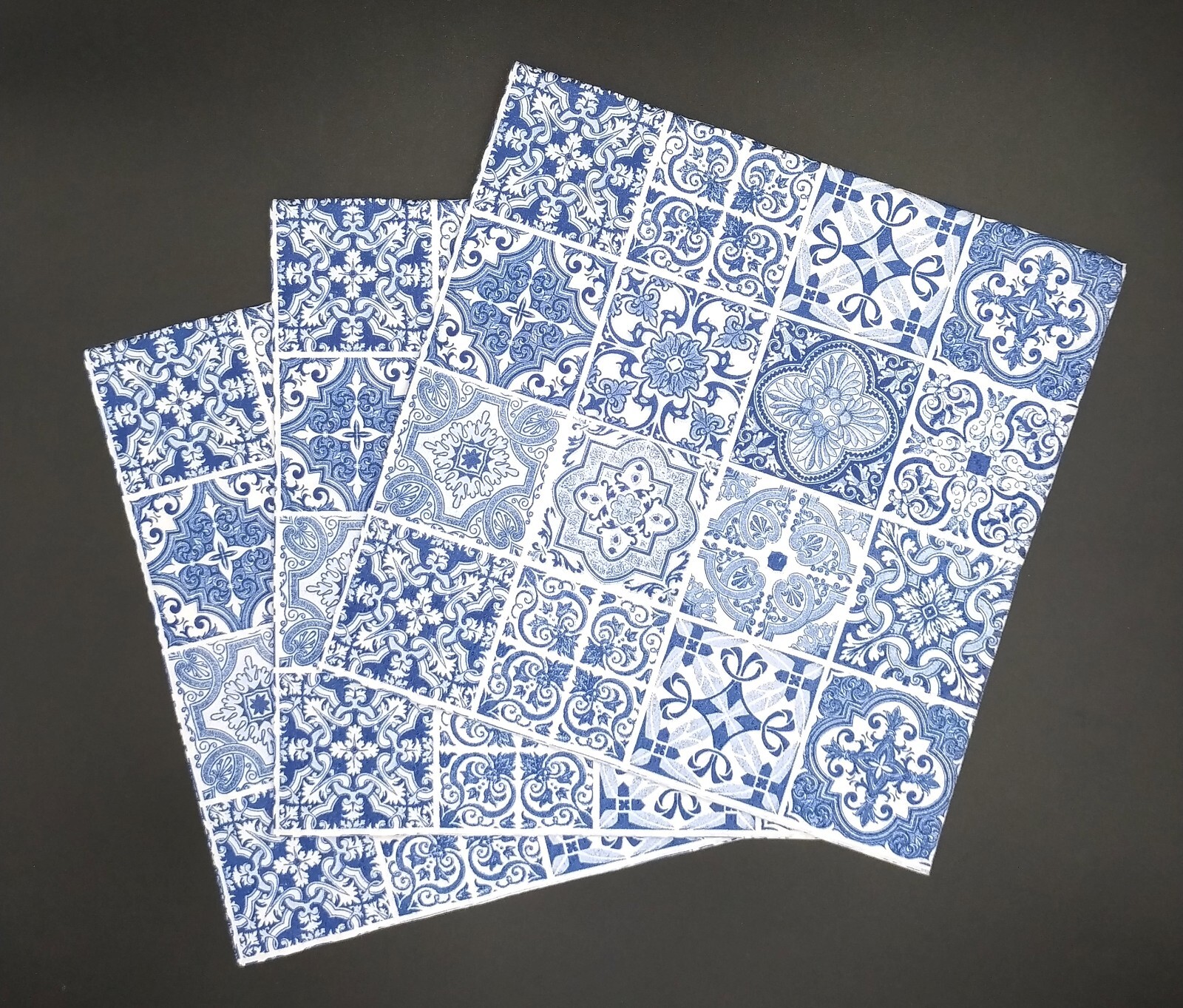 M289# 3 x Single Paper Napkins Decoupage Blue Spanish Small Tiles | eBay