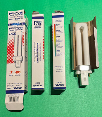 SATCO HYGRADE twin tube CF 2700 K, 7 watt, 400 lumen, CFS7W/827, G23 ...