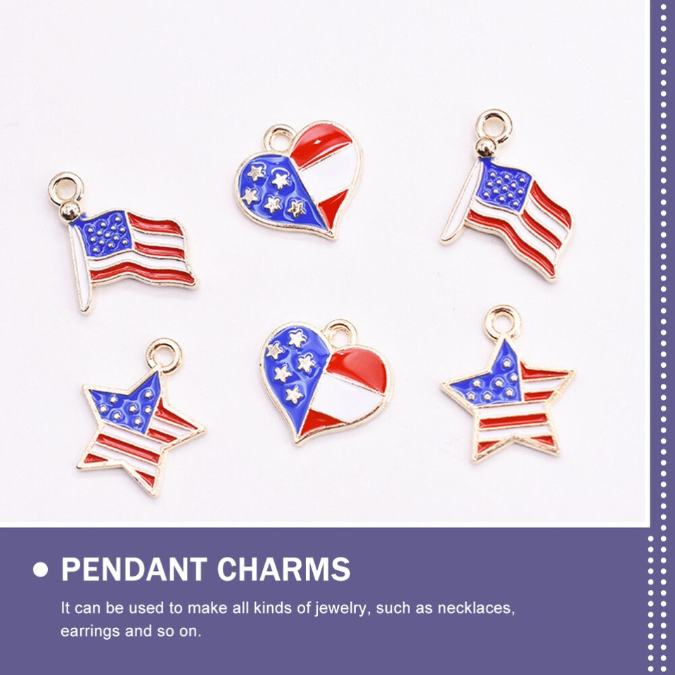 30PCS Pendants 4th Of July DIY Jewelry Pendant Charms Heart Charm ...