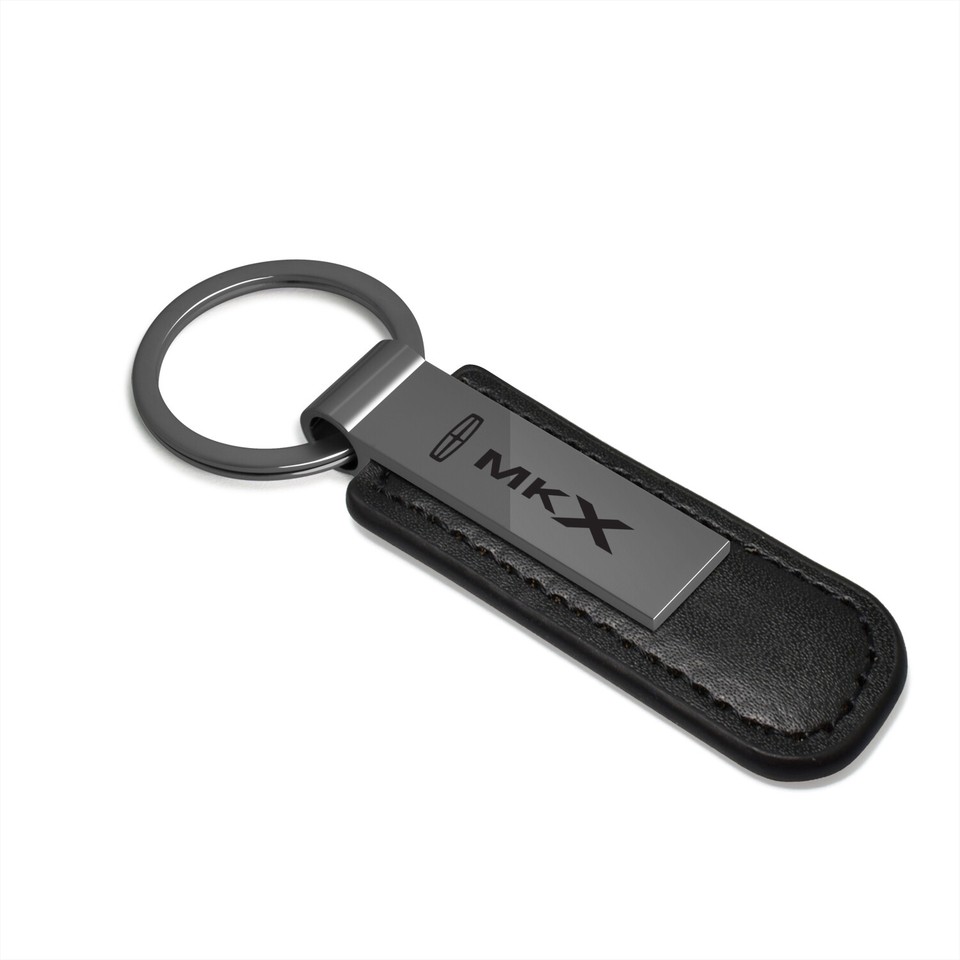 Lincoln MKX Gunmetal Gray Metal Plate Black Leather Strap Key Chain | eBay