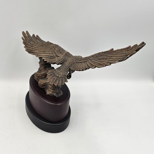 Pewter Soaring Bald Eagle Figurine Wood Base Award Trophy Paperweight Statue | eBay