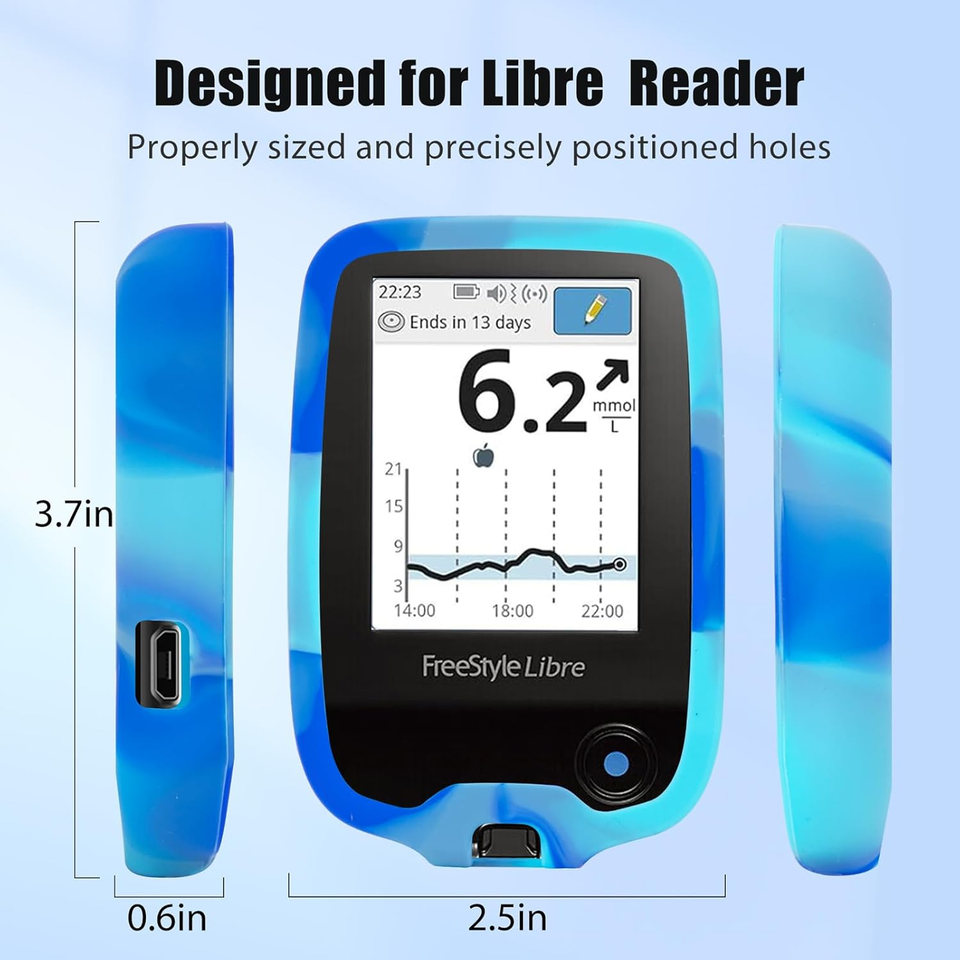 Freestyle Libre 2 Reader Silicone Case with 20 Packs Set_Blue&White ...