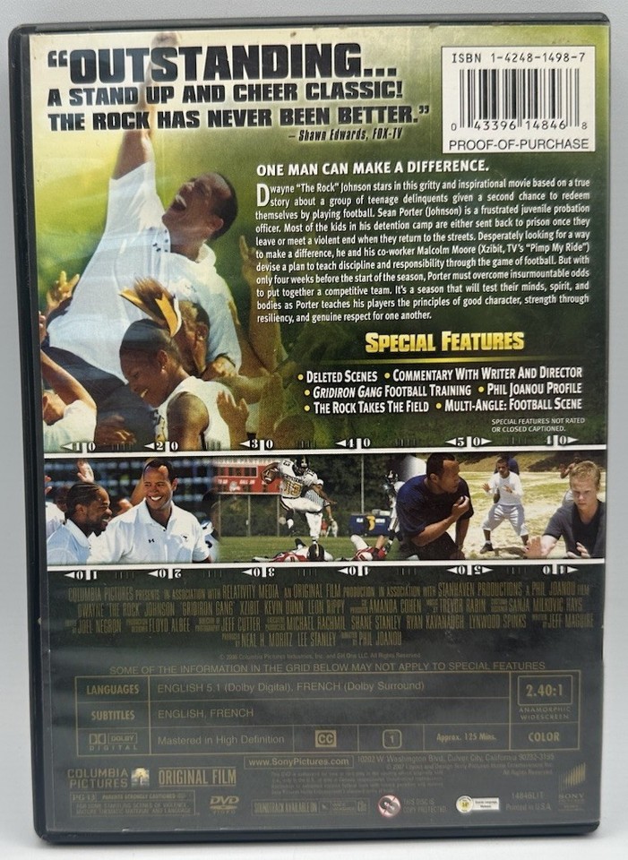 Gridiron Gang DVD Wides Dwayne “The Rock” Johnson Xzibit Kevin Dunn ...