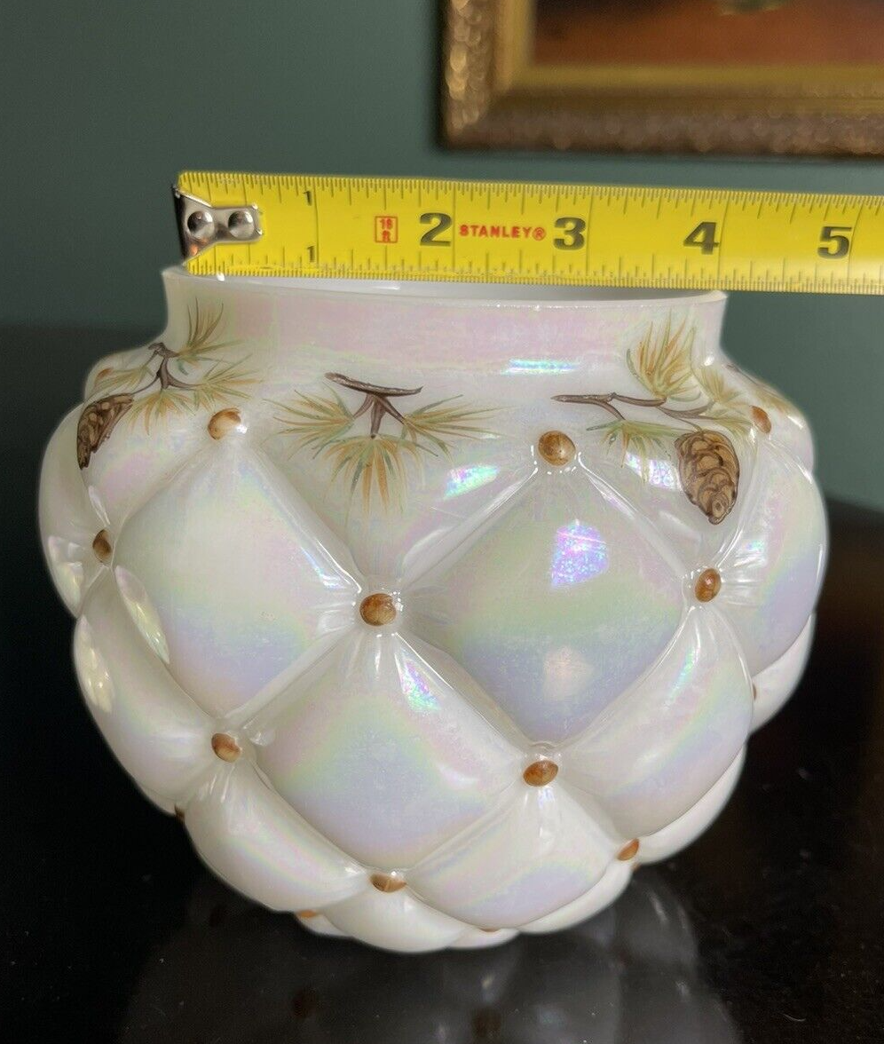 Vintage Consolidated Glass Con-Cora Pearlized Milk Glass Biscuit Jar ...