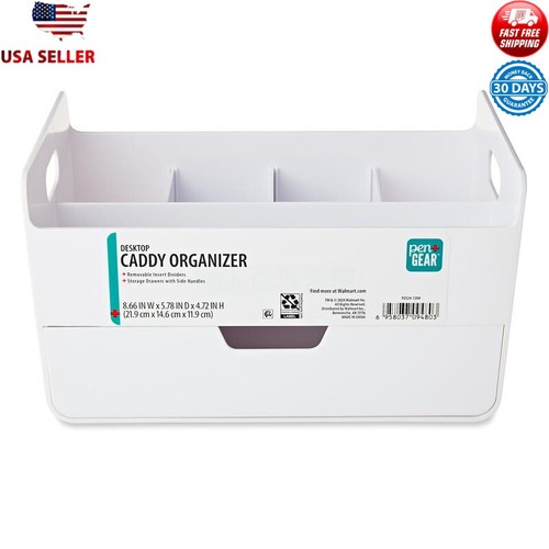 Plastic Desktop Caddy Organizer W/ Drawer & Compartments Office ...