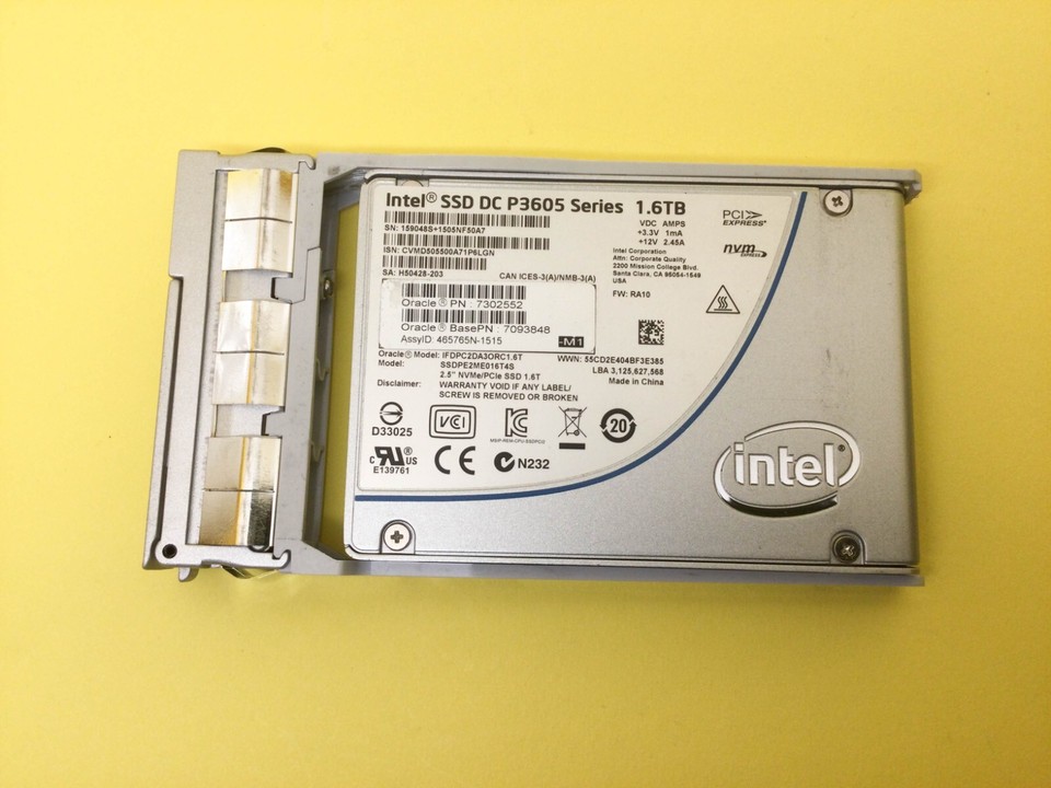 SUN 7093848 Intel DC P3605 1.6TB NVMe PCIe 2.5'' SSD 7302552 ...