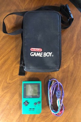 Nintendo Gameboy Pocket Green MGB-001 w/ Carrying Case & Link Cable LOT ...