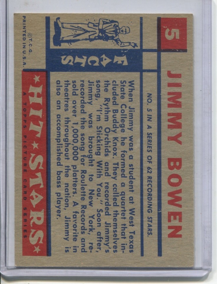 1957 Topps, Hit Stars, #5 Jimmy Bowan | eBay