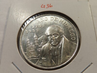 G36 Mexico 1953 Silver Hidalgo 5 Pesos | eBay