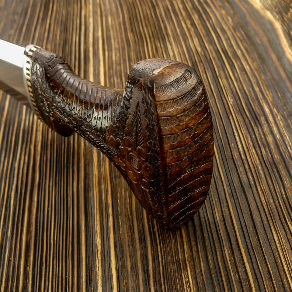 IMPACT CUTLERY RARE CUSTOM D2 TOOTH PICK DAGGER KNIFE CARVED BURL WOOD ...