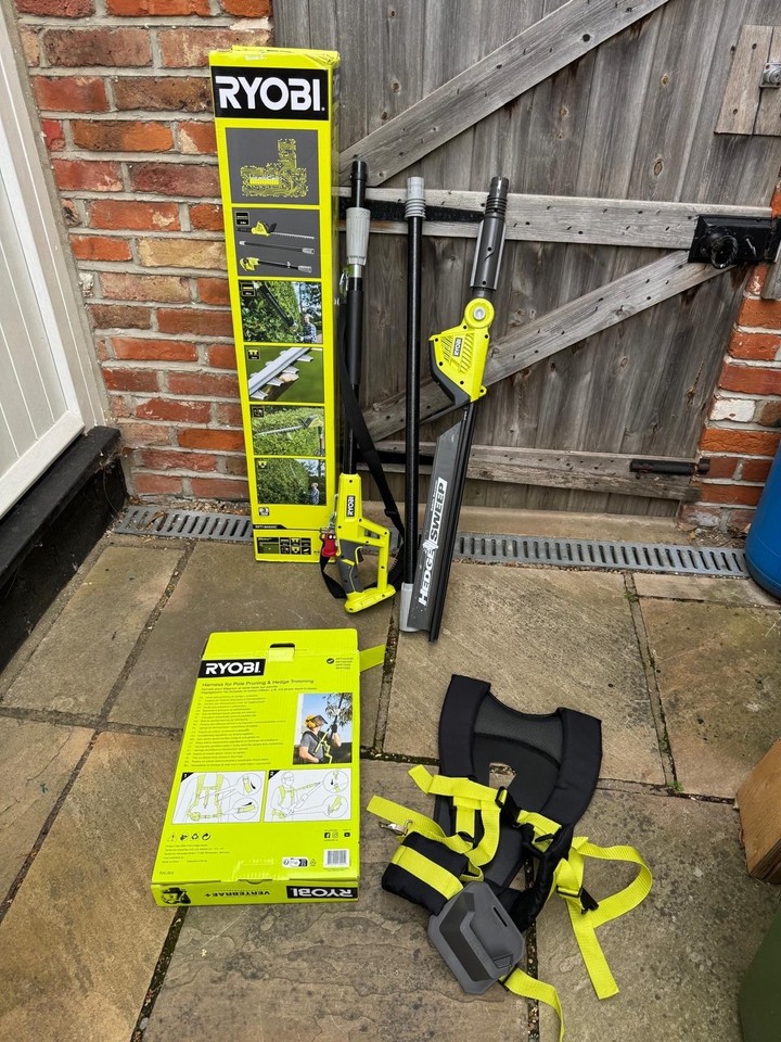Ryobi 18V ONE+ Cordless 2.9m Pole Hedge Trimmer and Harness | eBay UK