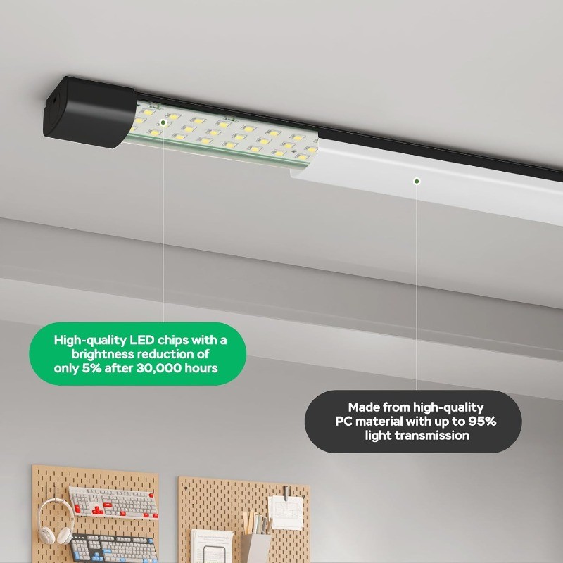LED Garage Tube Lights 4FT 2PCS Linkable Plug in Ceiling Light Fixture ...