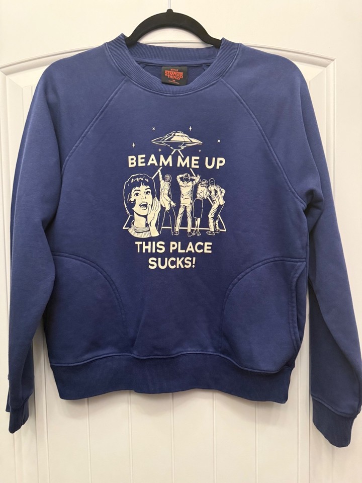 Stranger Things Official Primark Robin Beam Me Up Sweatshirt Size XS | eBay