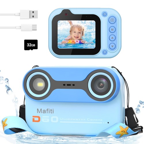 Mafiti Kids Waterproof Camera Underwater Camera 10FT with 32GB Card ...