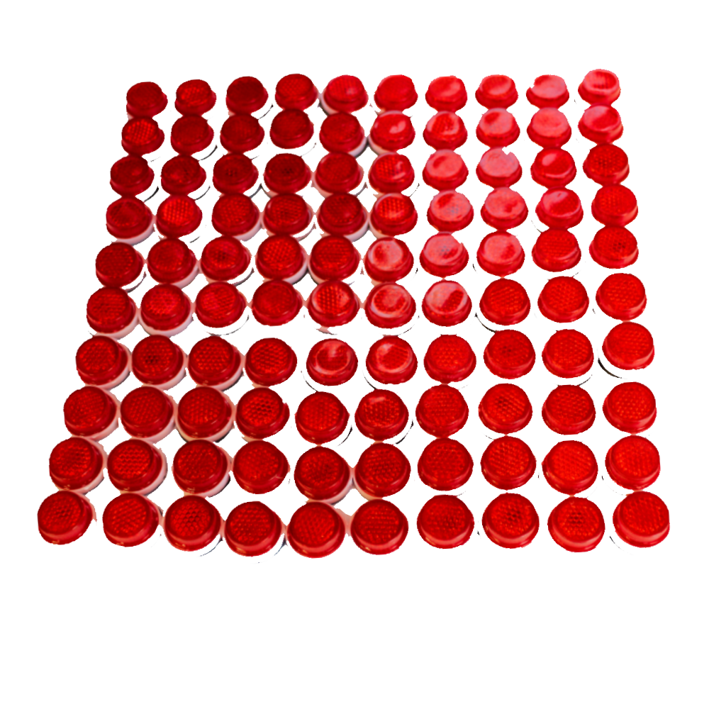 100 X 20mm Red Round Reflector number plate self Adhesive stick ons ...