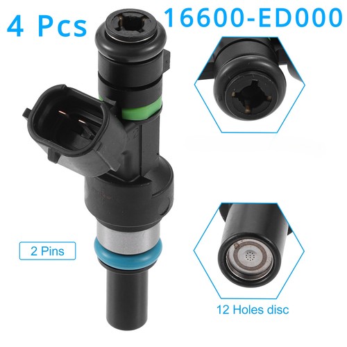 4 Pcs Fuel Injector 16600-ED000 For Nissan Versa Micra Tiida Qashqai 1 ...