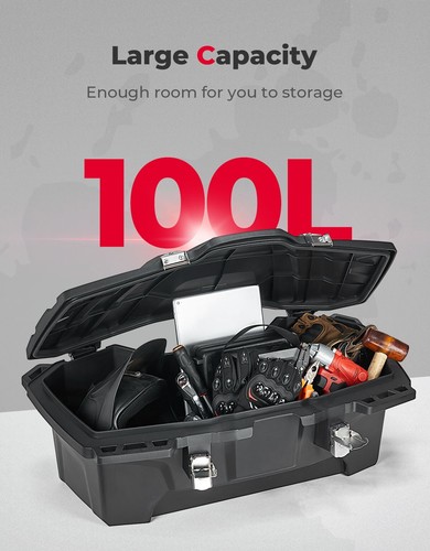 ATV Rear Rack Cargo Box Locking Storage Box Bed For Polaris Yamaha 0.75 ...