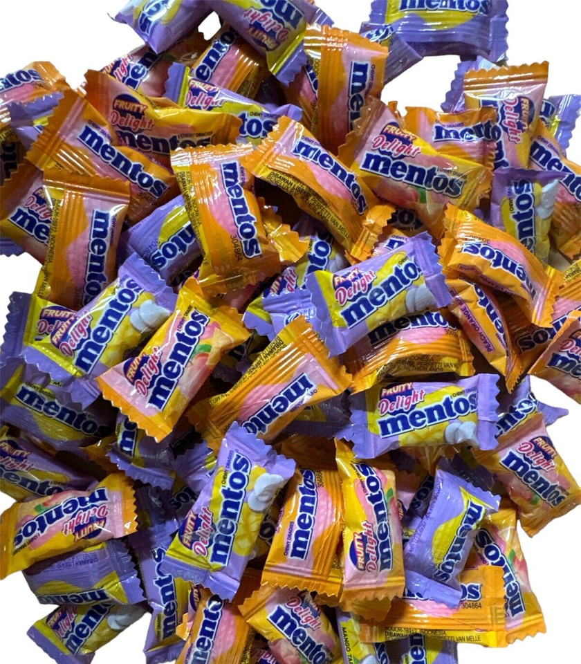 MENTOS Fruity Delight Chewy Candy, Peach Orange, Mango Taro, Fun Size ...