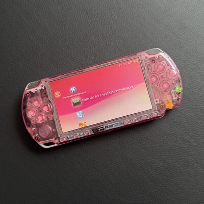 Clear Pink Custom PSP Console Bundle: Includes Battery, Storage, and ...