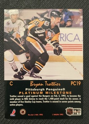 1991-92 Pro Set PLatinum Milestone Bryan Trottier Pittsburgh Penguins # ...
