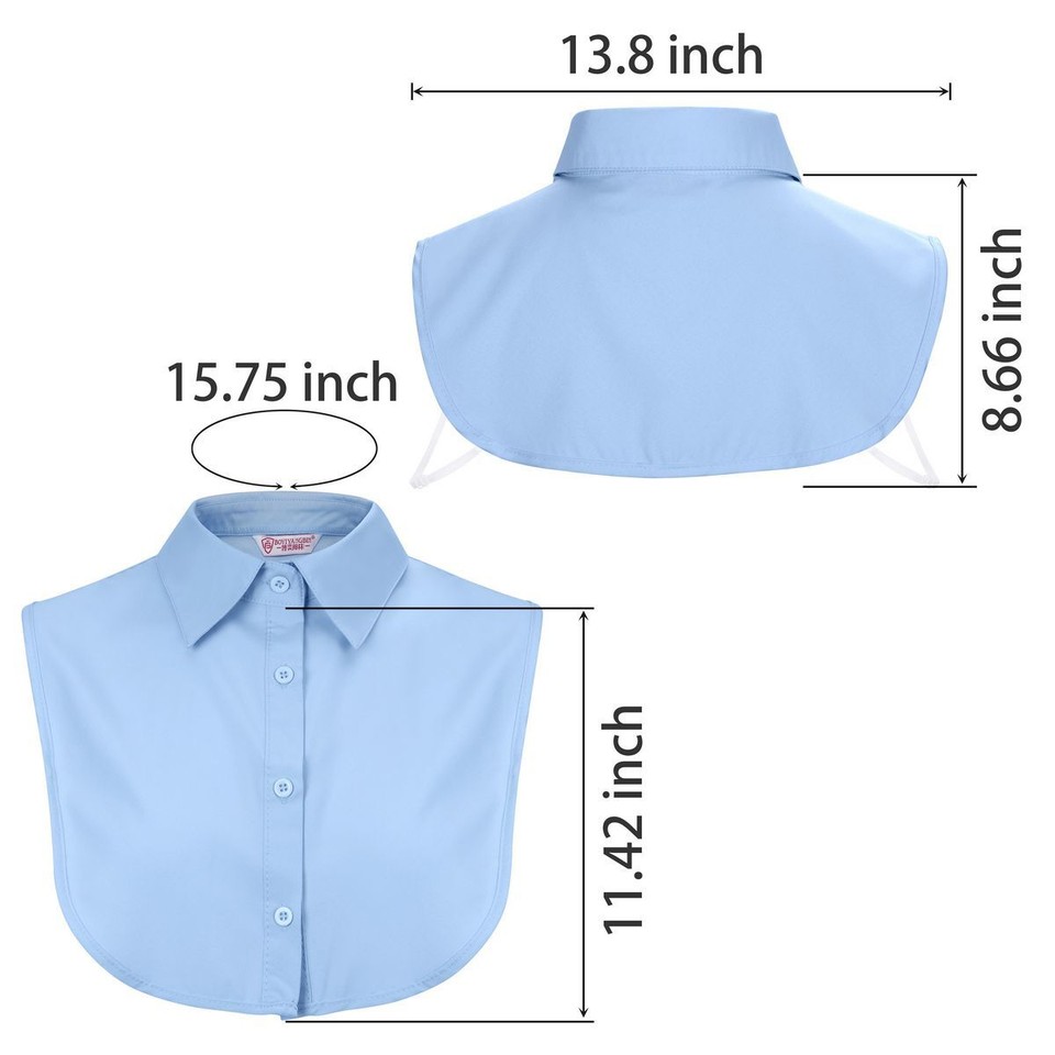 Women Shirt Fake Collar Detachable Lapel Dickey Half Tops Blouse Bib ...