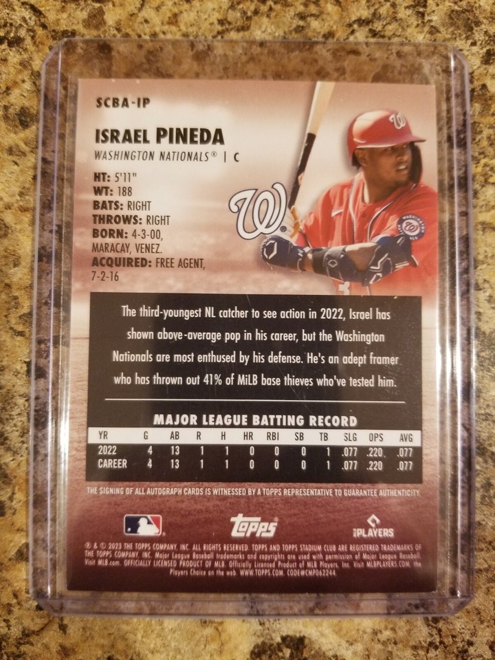 2023 Topps Stadium Club Auto SCBA-IP Israel Pineda - Washington ...