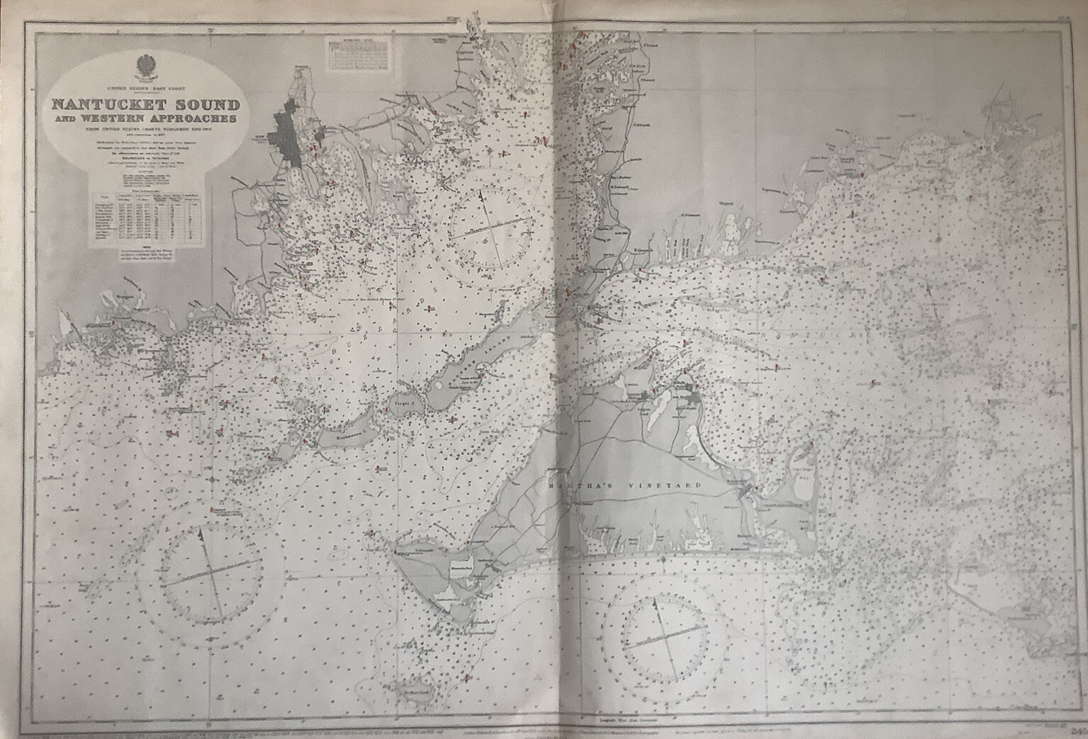 Antique Vintage Mariners Map Of Martha’s Vineyard 27x40 WWII Ship U ...