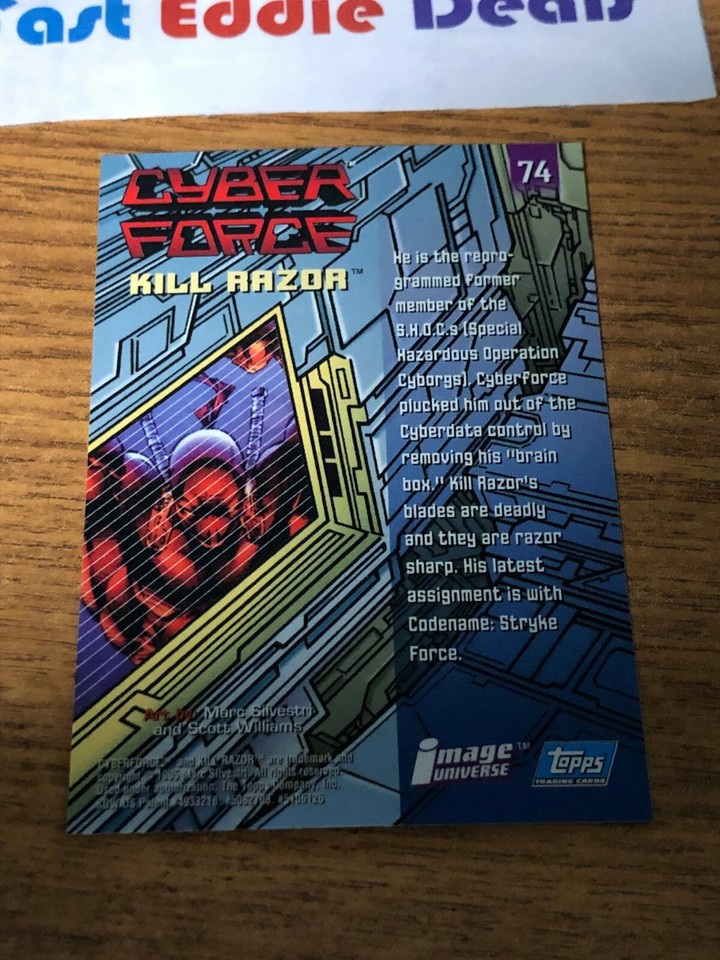 1995 TOPPS IMAGE UNIVERSE CYBER FORCE KILL RAZOR TRADING CARD 74 MARC ...