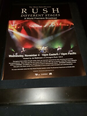 Rush Different Stages Rare Original Radio Premiere Promo Poster Ad ...