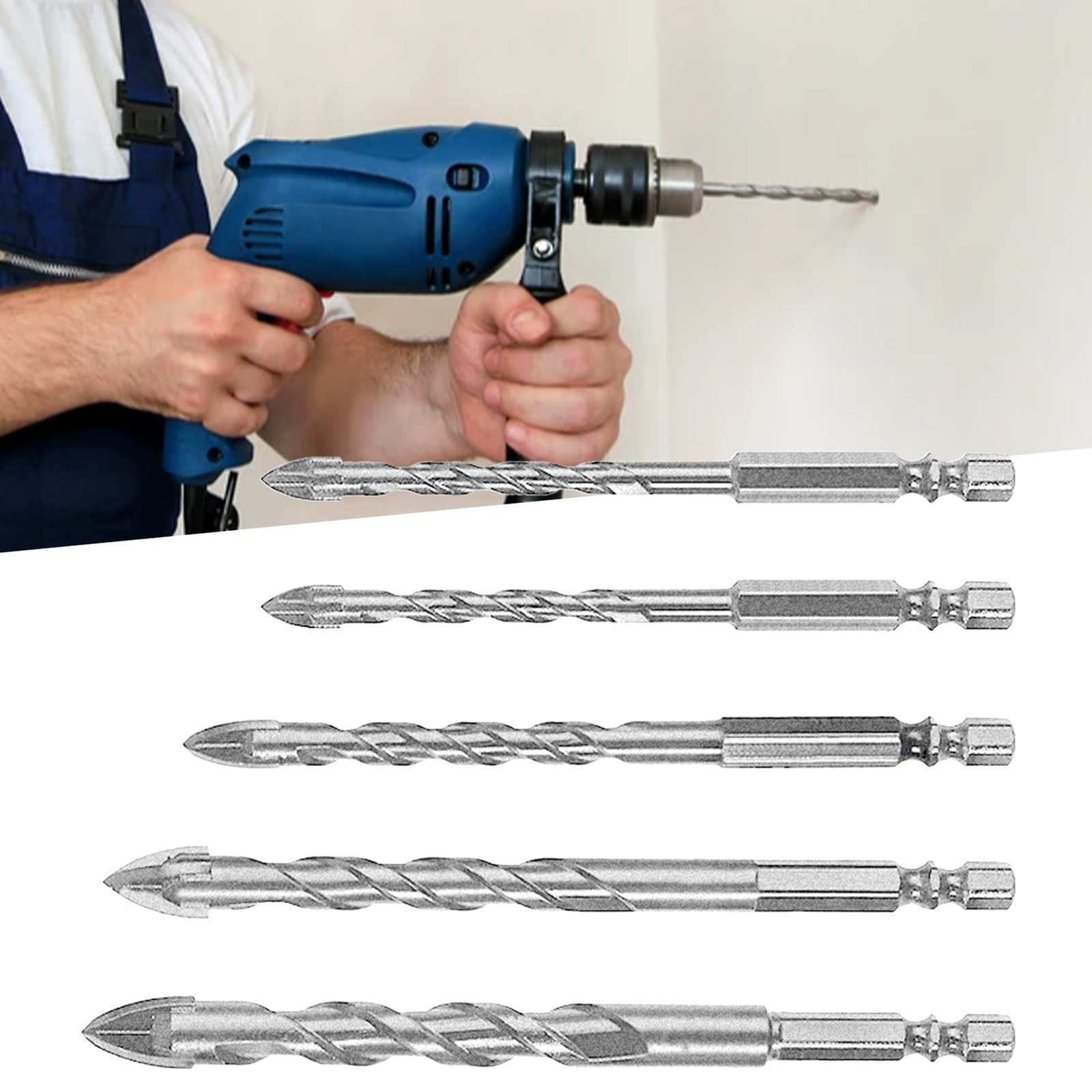 5pcs Hand Drill Bits Set Anti-slip Fast Chip Removal Triangle Spiral ...