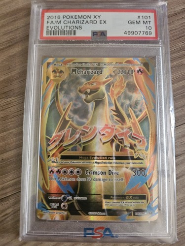 2016 Pokemon XY Evolutions Full Art FA Mega M Charizard #101/108 PSA 10 ...