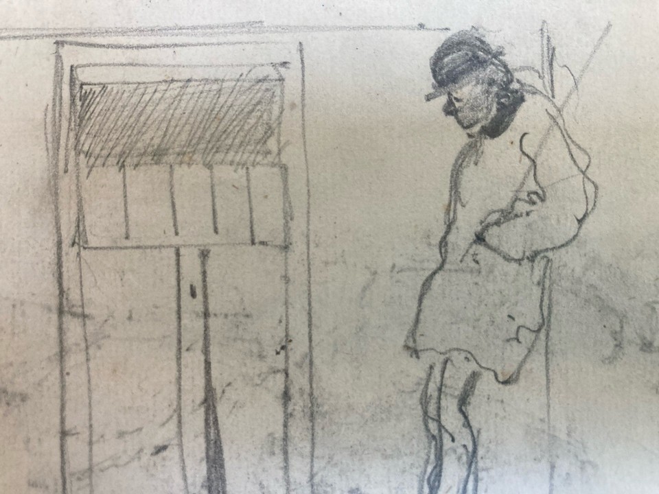 Beautiful Drawing Pencil On Paper Xixth Hippolyte Bellange Man Train ...