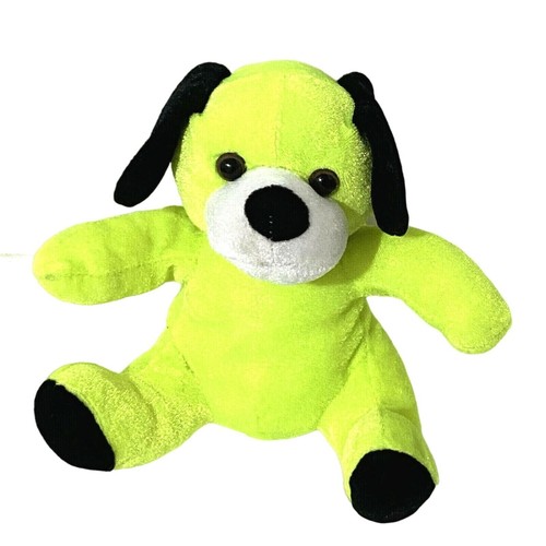 Toy Works Factory Plush Puppy Dog 7" Neon Yellow Carnival Prize Stuffed ...