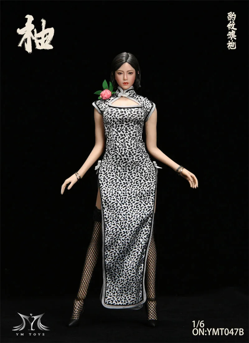YMTOYS YMT047B 1/6 Asian Girl You Head Carved Leopard Cheongsam Set F ...
