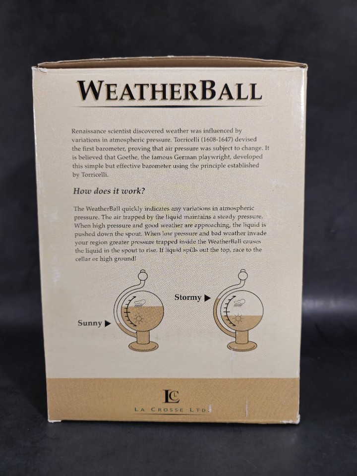 La Crosse Weather Ball Hand Blown Glass Sun & Northwind Barometer With ...