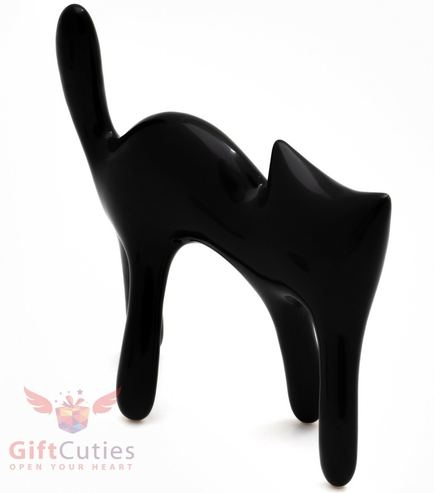 Porcelain Figurine of Black Angry Cat Kitty Kitten | eBay