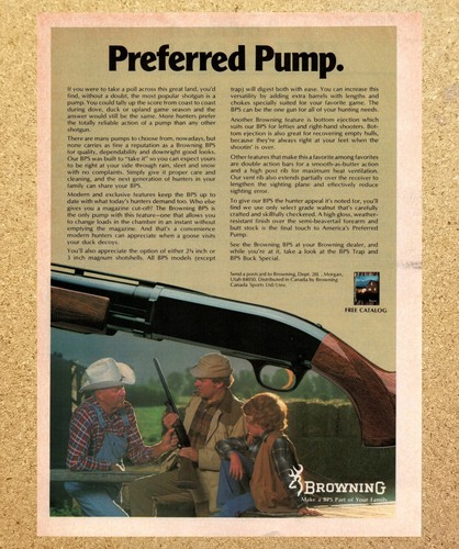 Browning Pumo Action Shotgun Family Generation - Magazine Print Ads ...