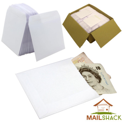 PREMIUM Small Plain White Gummed Envelopes 102 x 108mm Wages, School ...
