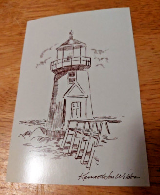 Post Card Lighthouse Cape Cod Artist Signed Kenneth Jon Wildes c. 1984 ...