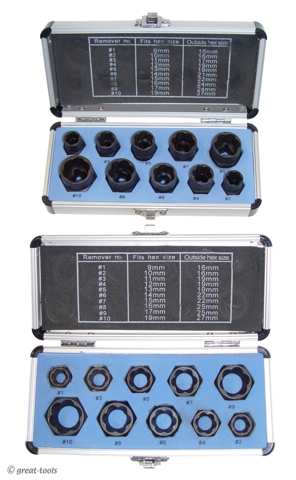 20-PC DAMAGED FASTNER REMOVER SETS – rounded bolt removal tools, hand ...