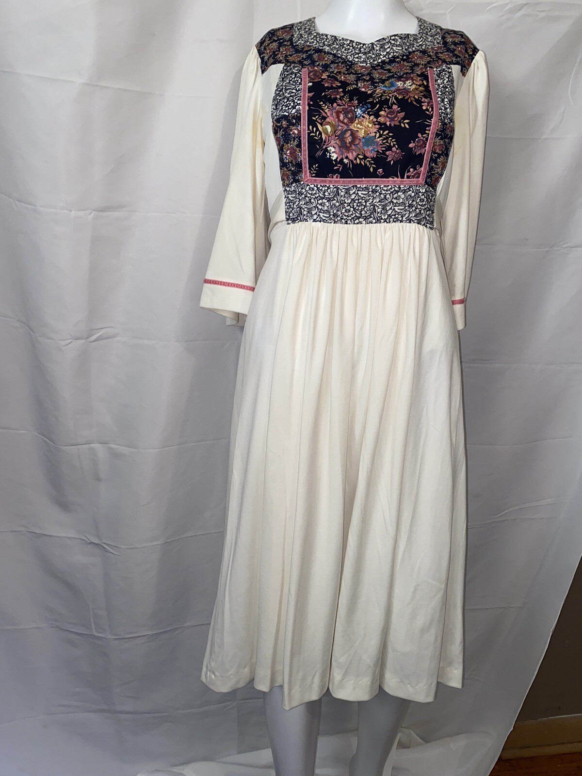 Vintage 70's Cottagecore Folk Country Dress Young Edw… - Gem