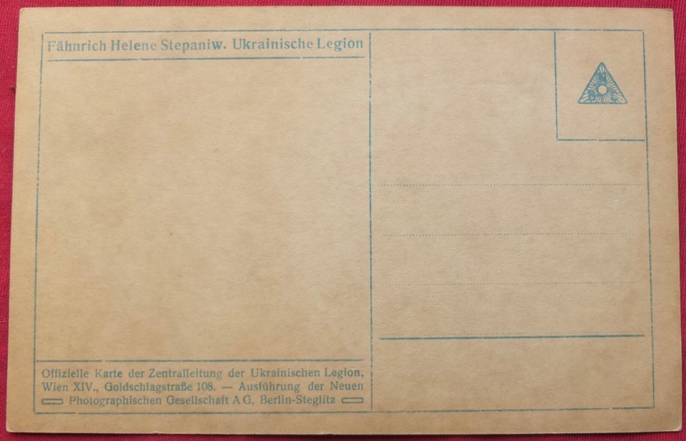 Ukrainian Sich Riflemen 1st Female Officer Olena Stepaniv Real Photo ...