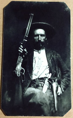 Armed to the hill cowboy Rifle Six Shooter and Knife tintype C1033RP | eBay