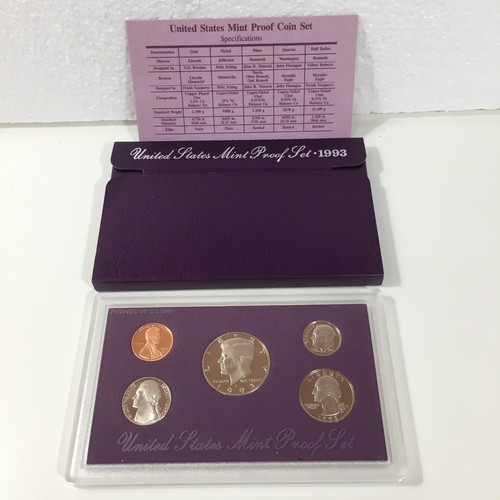 1993-S US Mint Clad Proof Set Coins in Original Box w/COA-Free Shipping ...