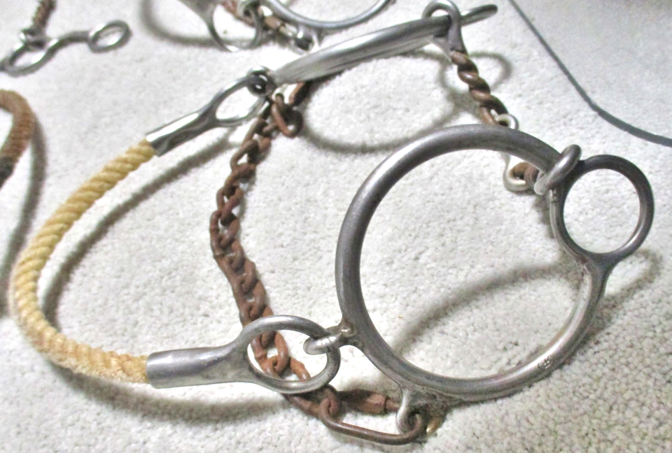 Ring Combo Rope Nose Hackamore-DogBone Snaffle Bit-Ranch Contesting ...